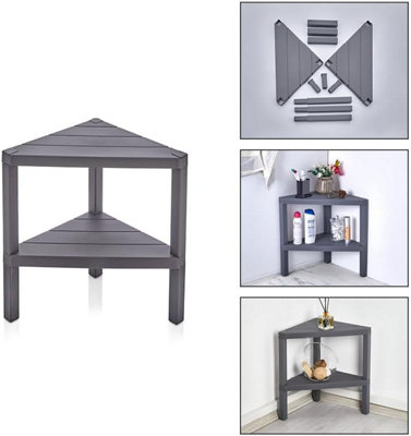 DIVCHI 2 Tier Corner Shelf Triangle Space-Saving Freestanding Shelving ...