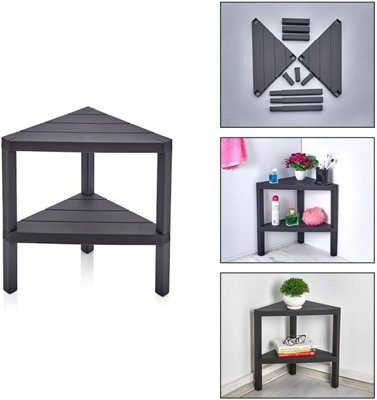 DIVCHI 2 Tier Corner Shelf Triangle Space-Saving Freestanding Shelving ...