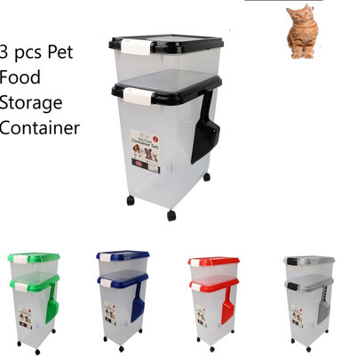 DIVCHI 3-Piece Airtight Pet Food Storage Container With Plastic ...