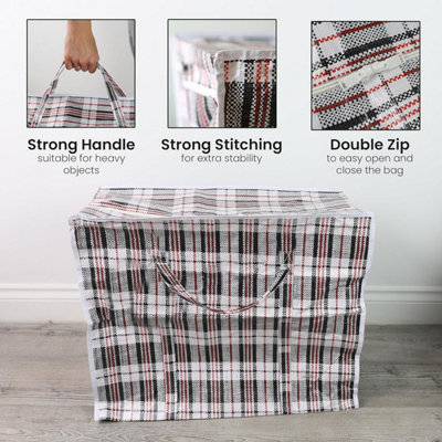 DIVCHI 5 Pack Laundry Bags With Strong Handle & Dual Zip Checkered ...