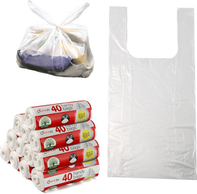DIVCHI Bin Liners Strong-Tie Handle Swing Handy bags- 12 Rolls x 40 ...