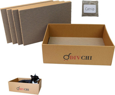DIVCHI Cat Scratching Board With Box 5 Pcs Cat Scratch Pad With Catnip ...