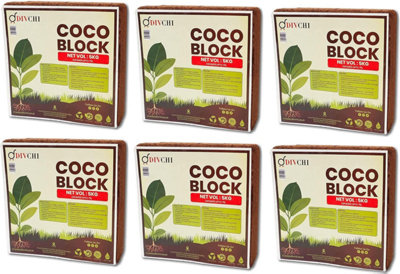 DIVCHI COCO BLOCK 6 X 5Kg (30kg) ORGANIC COCONUT FIBRE 100% NATURAL ...