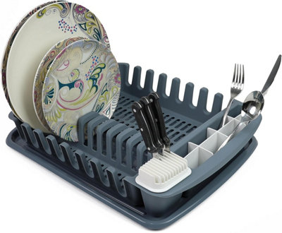 DIVCHI Dish Drainer Plastic Dish Drying Rack Sink Drainer With Cutlery ...