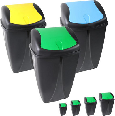 DIVCHI Plastic Flip Top Waste Bin - Removable Swing Lid Garbage Rubbish ...