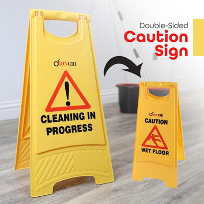 DIVCHI Warning Caution Wet Floor Sign Yellow Cleaning In Progress Floor ...