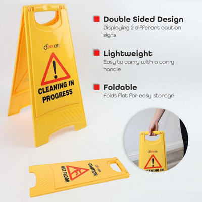 DIVCHI Warning Caution Wet Floor Sign Yellow Cleaning In Progress Floor ...