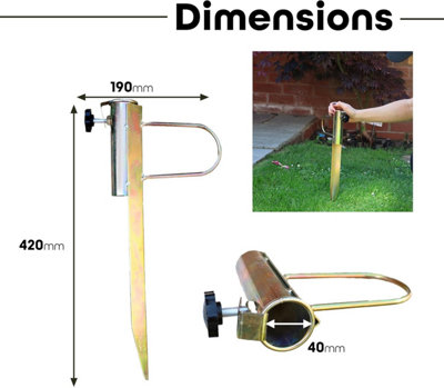 DIVCHI Washing Line Spike Rotary Ground Parasol Stand Soil Spike Cloth ...