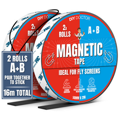 DIY Doctor 16m A+B Magnetic Tape Set Black Self-Adhesive Fly Screen ...