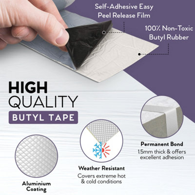 DIY Doctor 300mm x 5m Butyl Leak Repair Tape Silver Roof Seal Strip ...