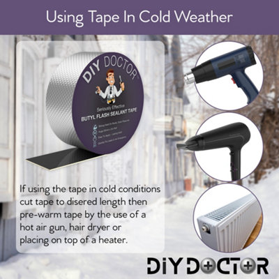 DIY Doctor 50mm x 5m Butyl Waterproof Tape Silver Roof Sealant Strip ...