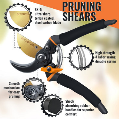 DIY Doctor Garden Secateurs - Ultra Sharp Bypass Pruning Shears - SK5 ...