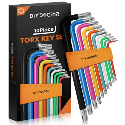 DIY Doctor Torx Key Set - 10 Piece T9 to T50 - Hex Key Set with Hole ...