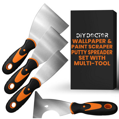 DIY Doctor Wallpaper Scraper Set - 4 Piece - 3 Strippers and 1 Putty ...