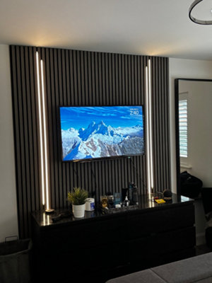 DIY Plug & Play 1x 1.2mtr Warm White 3000k Black LED Slat Wall Acoustic ...