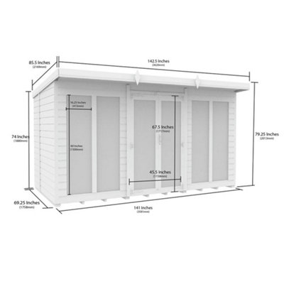 DIY Sheds 12x6 Pent Summer House (Full Height Window)