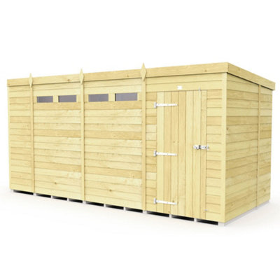 DIY Sheds 15x7 Pent Security Shed - Single Door