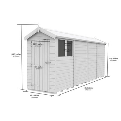 Buy DIY Sheds 4x16 Apex Shed - Single Door With Windows at B&Q