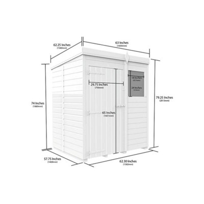 DIY Sheds 5x5 Pent Shed - Single Door With Windows