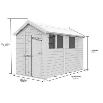 DIY Sheds 6x9 Apex Shed - Double Door With Windows