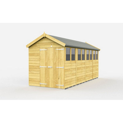 DIY Sheds 7x16 Apex Shed - Double Door With Windows | DIY at B&Q