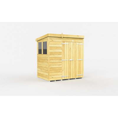 DIY Sheds 7x4 Pent Shed - Double Door With Windows