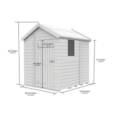 DIY Sheds 7x5 Apex Shed - Single Door With Windows