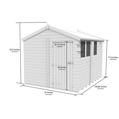 DIY Sheds 8x9 Apex Shed - Double Door With Windows