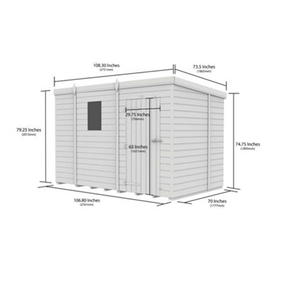 DIY Sheds 9x6 Pent Shed - Single Door With Windows