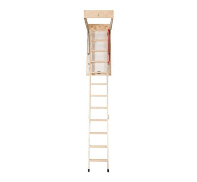 DJM Deluxe 3-Section Timber Loft Ladder with Insulated Hatch 120 x 70cm
