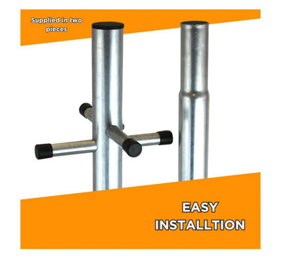 DJM Galvanised Steel Two Piece Washing Line Post 2.4m