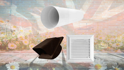 DL0163 Internal Louvre Vent Kit with Brown External Air Outlet Cap