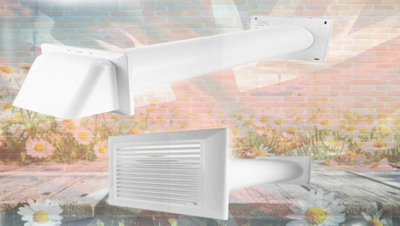 DL0163 Louvre Style Wall Ventilation Kit with White Weatherproof Vent Cap