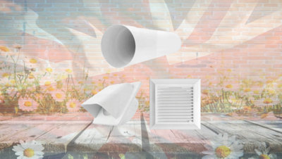 DL0163 Louvre Style Wall Ventilation Kit with White Weatherproof Vent Cap