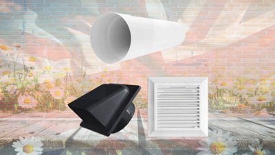 DL0163 Through Wall Ventilation Kit with Louvre Grille and Graphite ...