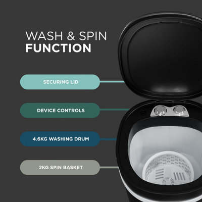 DMD 2-In-1 Single Tub Portable Compact Washing Machine with Spin 3kg ...