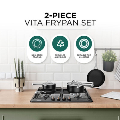 DMD 2-Piece Frying Pan Set 20 and 24cm, Non-Stick, Stainless Steel Cool ...