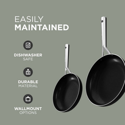 DMD 2-Piece Frying Pan Set 20 and 24cm, Non-Stick, Stainless Steel Cool ...