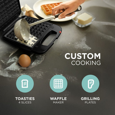 DMD 4-Slice Family Sandwich Toastie Maker, Grill & Waffle Maker, Cool ...