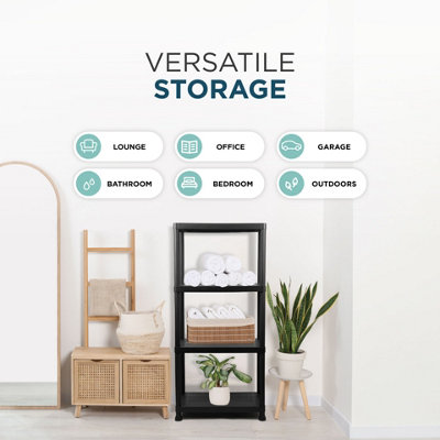 DMD 4 TIER HEAVY DUTY PLASTIC STORAGE SHELVING UNIT, SHOE RACK, GARAGE ...
