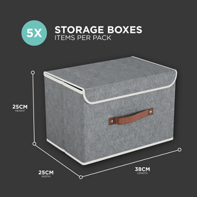 DMD 5-Piece Collapsible Storage Boxes with Lids, Stackable Fabric ...
