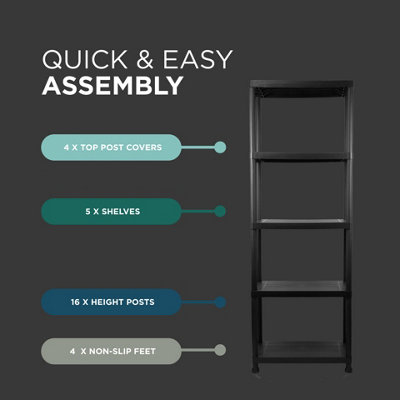 DMD 5 Tier Heavy Duty Plastic Storage Shelving Unit, Shoe Rack, Garage ...