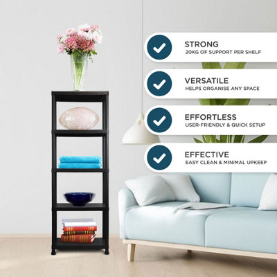 DMD 5 Tier Heavy Duty Plastic Storage Shelving Unit, Shoe Rack, Garage ...