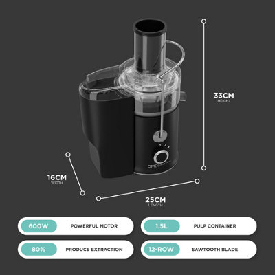 DMD Centrifugal Power Juicer, 2 Speed Whole Fruit and Vegetable Juice ...