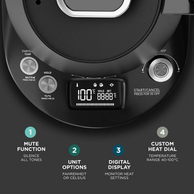 DMD Electric 1.0L Gooseneck Kettle LCD Display 8mm Spout 40-100C Temp ...