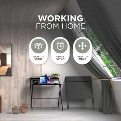 DMD FlexiDesk Folding Desk 2-Tier No Assembly Required 62x82x84cm