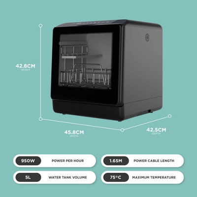 DMD Mini Table Top Countertop Dishwasher 5L Built-In Water Tank with 6 ...