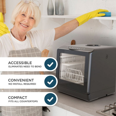 DMD Mini Table Top Countertop Dishwasher 5L Built-In Water Tank with 6 ...