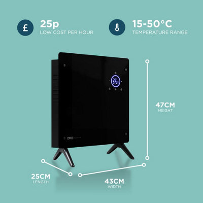 DMD Smart Wi-Fi Glass Panel Heater Touchscreen 1000W Freestanding and ...