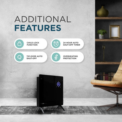 DMD Smart Wi-Fi Glass Panel Heater Touchscreen 1000W Freestanding and ...